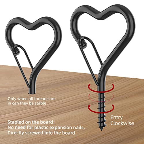 sovunis 8 Pack Q-Hanger, Screw Hooks for Hanging Outdoor Lights, Q Hanger Hooks with Safety Buckle, Windproof Screw Hooks for Hanging Plants Christmas Lights, Cup Eye Hooks [Heart Shape]