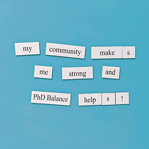 PhD Self-Care Word Magnets - Funny and Nerdy Word Kit for PhD Post-Doc and Professors - Office Refrigerator or Magnetic White Board - Made in USA