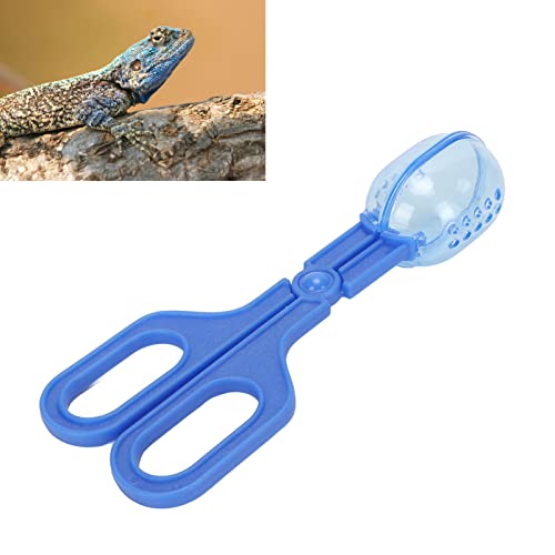 Zerodis Reptile Feeding Clamp Poop Tongs Reptile Feeding Tool Reptile Poop Scoop with Vents for Tortoise Lizard Spider (Blue)