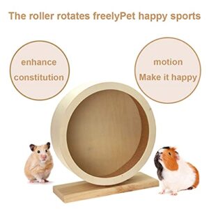 MGWYE Hamster Roller Wheel Wood Silent Running Toy Guinea Pig Gerbi Rotatory Cage Mice Chinchillas Hamster Wooden Toy (Size : Small)