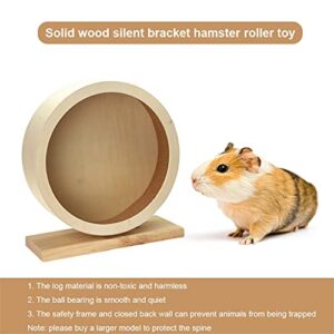 MGWYE Hamster Roller Wheel Wood Silent Running Toy Guinea Pig Gerbi Rotatory Cage Mice Chinchillas Hamster Wooden Toy (Size : Small)