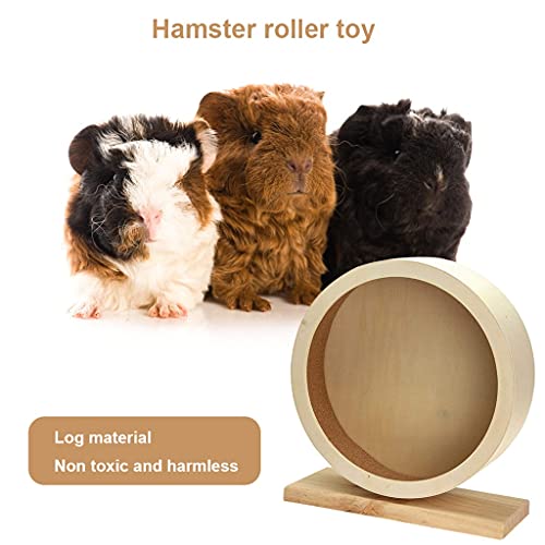 MGWYE Hamster Roller Wheel Wood Silent Running Toy Guinea Pig Gerbi Rotatory Cage Mice Chinchillas Hamster Wooden Toy (Size : Small)