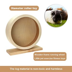 MGWYE Hamster Roller Wheel Wood Silent Running Toy Guinea Pig Gerbi Rotatory Cage Mice Chinchillas Hamster Wooden Toy (Size : Small)