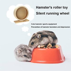 MGWYE Hamster Roller Wheel Wood Silent Running Toy Guinea Pig Gerbi Rotatory Cage Mice Chinchillas Hamster Wooden Toy (Size : Small)