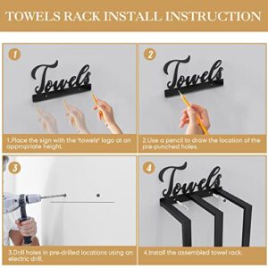 Towel Racks for Bathroom, Bathroom Towel-Rack, Nonkky New Upgrade 3 Bar Bathroom Towel Holder, Wall Towel Rack for Rolled Towels, Towel Rack Wall Mounted for Small Space Bathroom Towel Storage, Black