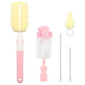 jenbode bottle brush 5 pack cup cleaner sponge brush set detachable long handle bottle cleaner set baby nipple brushes, straw brushes