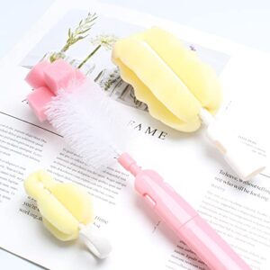 Jenbode Bottle Brush 5 Pack Cup Cleaner Sponge Brush Set Detachable Long Handle Bottle Cleaner Set Baby Nipple Brushes, Straw Brushes