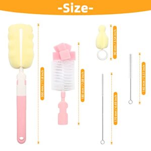 Jenbode Bottle Brush 5 Pack Cup Cleaner Sponge Brush Set Detachable Long Handle Bottle Cleaner Set Baby Nipple Brushes, Straw Brushes