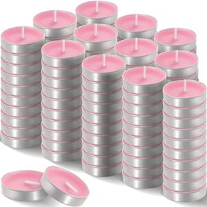 200 pcs tea lights candles smokeless tealight candles mini tealight candles dripless candles bulk for dinner party home decoration wedding centerpiece birthday valentine's day (pink)