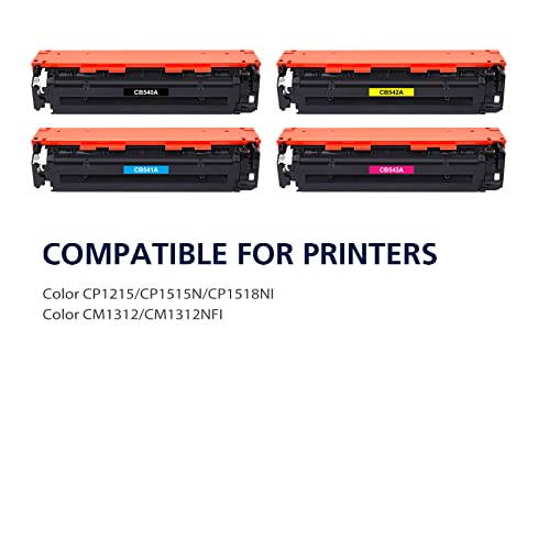 125A Toner Cartridge 4-Pack Compatible for HP 125A CB540A CB541A CB542A CB543A Black Cyan Yellow Magenta Toner Cartridge Bundle for Color Laserjet CP1215 CP1515N CP1518NI CM1312 CM1312NFI Printer