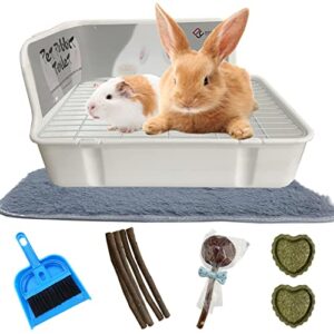 muyg guinea pig litter box corner bunny toilet small animal potty training with dustpan broom chew toys for chinchilla ferret hedgehog gerbil (10 pcs)