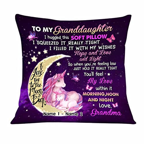 NAZENTI Personalized Granddaughter Grandson Pillow - Custom Grandchildren Pillow, to My Granddaughter Gift Form Grandma Grandpa, Animal Hug Pillow, Daugter Son Birthday, DS8