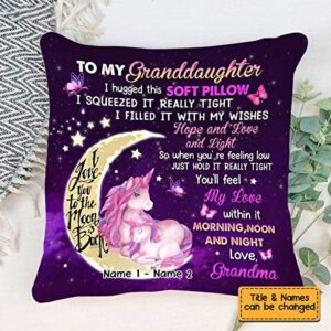 NAZENTI Personalized Granddaughter Grandson Pillow - Custom Grandchildren Pillow, to My Granddaughter Gift Form Grandma Grandpa, Animal Hug Pillow, Daugter Son Birthday, DS8