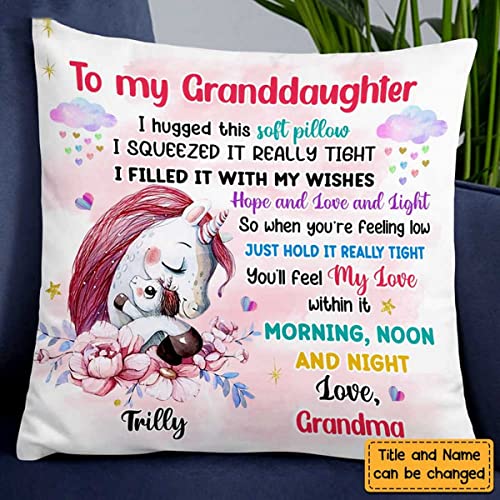 NAZENTI Personalized Granddaughter Grandson Pillow - Custom Grandchildren Pillow, to My Granddaughter Gift Form Grandma Grandpa, Animal Hug Pillow, Daugter Son Birthday, DS27