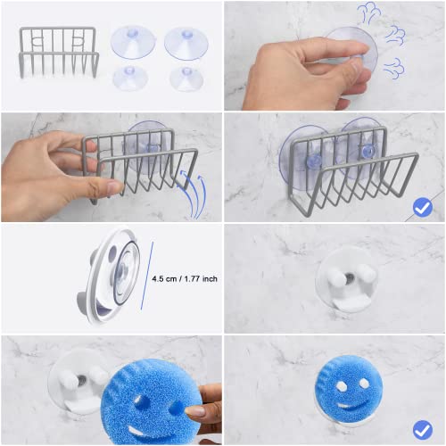 Sponge Holder Suction, Replacement Suction Cups, Sponge Caddy Suction Cup, Kitchen Sink Caddy Suction Cup, Compatible with Sink Sponge Holder, 1.8/2.4 Inch Diameter Heavy Duty Suction Cup (4 Pack)