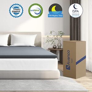 2 Inch Queen Mattress Topper, Avenco Queen Cooling Memory Foam Topper, Queen Bed Mattress Topper Motion Isolation with Breathable & Removable Cover, Gel-Infused CertiPUR-US for Pressure-Relief