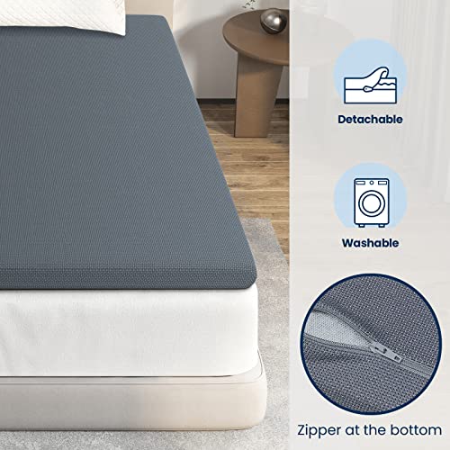 2 Inch Queen Mattress Topper, Avenco Queen Cooling Memory Foam Topper, Queen Bed Mattress Topper Motion Isolation with Breathable & Removable Cover, Gel-Infused CertiPUR-US for Pressure-Relief