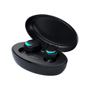 SHILONG Wireless Earbuds Bluetooth 5.2 Headphone - in Ear Light-Weight Built-in Microphone with Charging Case, Fingerprint Control Bluetooth Headphones with Mics for Office Outdoor Sport (Black)