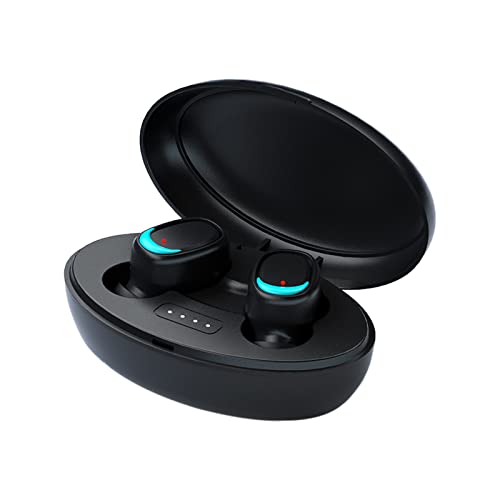 SHILONG Wireless Earbuds Bluetooth 5.2 Headphone - in Ear Light-Weight Built-in Microphone with Charging Case, Fingerprint Control Bluetooth Headphones with Mics for Office Outdoor Sport (Black)