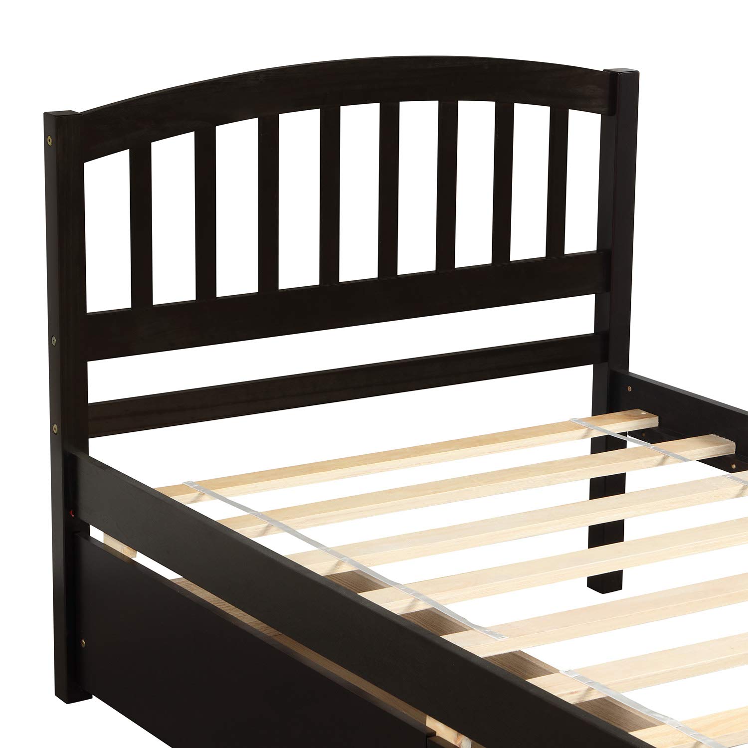 Twin Size Wood Platform Bed Frame with Headboard and 2 Underbed Storage Drawers,No Box Spring Needed, Noise Free,Espresso