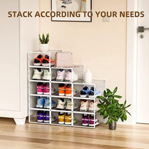 JONYJ 12 Pack Shoe Organizer, Clear Plastic Stackable Shoe Storage, Multifunctional Shoe Box, Universal Shoe Storage Boxes for Men and Women