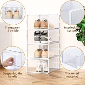 JONYJ 12 Pack Shoe Organizer, Clear Plastic Stackable Shoe Storage, Multifunctional Shoe Box, Universal Shoe Storage Boxes for Men and Women