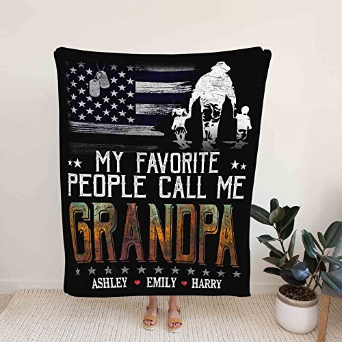 Customized My Favorite People Call Me Grandpa Blanket US American Flag Veteran Grandpa Blanket Veteran Papa Blanket Veterans Day Gifts Christmas 2022 Gifts for Veteran Grandpa Dad Father in Law