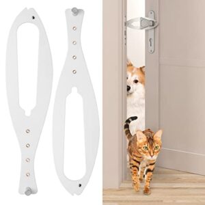 libbepet cat door latch, 2 pcs flex latch cat door holder, cat door stopper to keep dog out of litter boxes and food, 5 adjustable size strap 2.5-6" wide, no measuring, easy to install, white