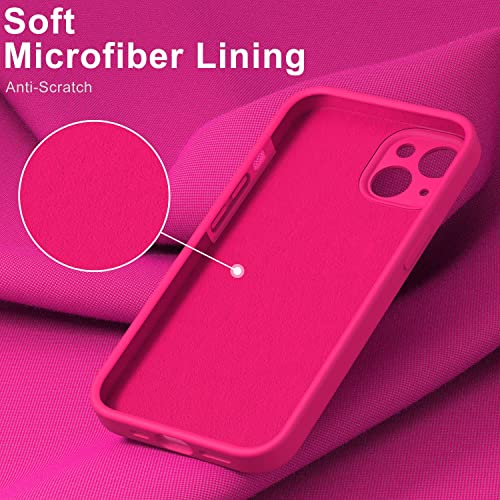 DEENAKIN Compatible with iPhone 14 Plus Case - Enhanced Camera Protection and Screen Protector - Soft Liquid Silicone Cover - Slim Fit Protective Phone Case 6.7" for Women Girls - Hot Pink