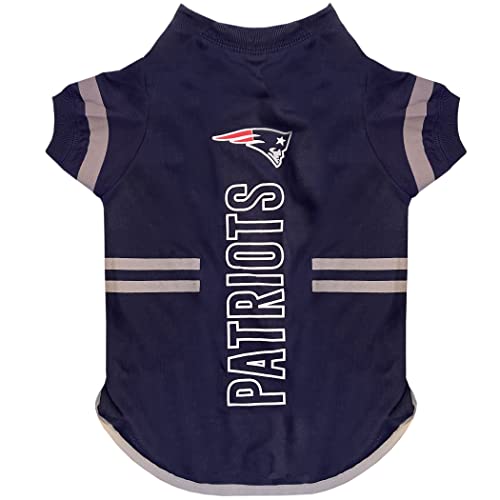 Pets First NFL New England Patriots Dog T-Shirt, Football Dogs & Cats Shirt - Durable Sports PET TEE - 3 Sizes, NFL PET Outfit, Reflective TEE Shirt in Team Color, Cool Football Dog Tee