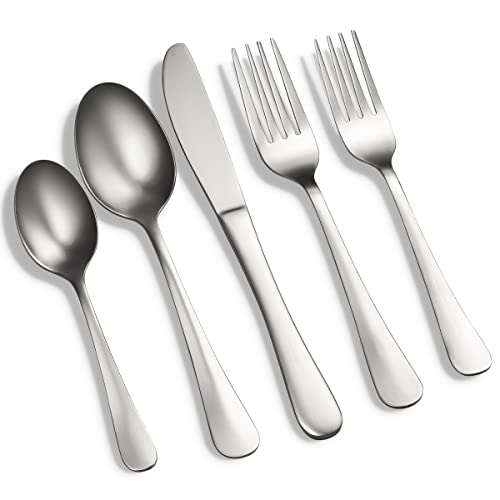 Godinger Silverware Set, Flatware Set, Matte Finish Stainless Steel Cutlery Silverware Flatware Sets, 20 Piece Set, Service for 4