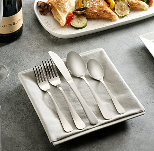 Godinger Silverware Set, Flatware Set, Matte Finish Stainless Steel Cutlery Silverware Flatware Sets, 20 Piece Set, Service for 4