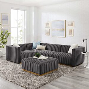 modway conjure sectional, gold gray