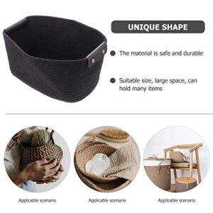 LUOZZY Storage Basket Tabletop Basket No Lid Cotton Rope Woven Table Storage Basket (Black)