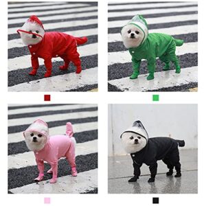 ACSUZ Full Cover Dog Raincoat One-Piece Waterproofdog Rainboot Clothes for Small Costume Puppy Jumpsuit Pet Raining Coat,Red,M