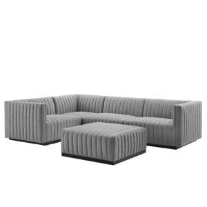 Modway Conjure Sectional, Black Light Gray