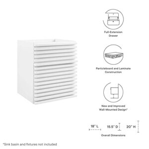 Modway Render 18" Wall-Mount Bathroom Vanity in White-Sink Basin Not Included, 18 Inch