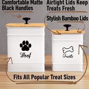 Dog Treat Container Airtight Set of 2 - 8x6" & 7x5" Dog Treat Jars with Lids Airtight - Dog Treat Jars for Kitchen Counter - Dog Treat Canister - Big Dog Cookie Jar Dog Treat Jar - Pet Treat Container