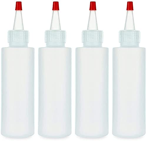 BRIGHTFROM Condiment Squeeze Bottles, 4 OZ Empty Squirt Bottle, Red Top Cap, Leak Proof - for Ketchup, Mustard, Syrup, Sauces, Dressing, Oil, Arts & Crafts, BPA FREE Plastic - 4 PACK