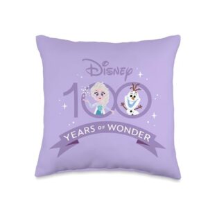 disney 100 anniversary frozen elsa and olaf wonder d100 throw pillow, 16x16, multicolor