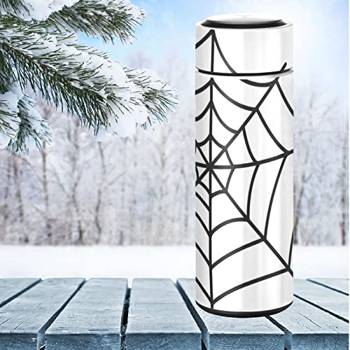 CaTaKu Black and White Spider Water Bottle Insulated 16 oz Stainless Steel Flask Thermos Bottle for Coffee Water Drink Reusable Wide Mouth Vacuum Travel Mug