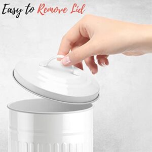 Autumn Alley White Toilet Paper Reserve Holder Canister with Lid – Vertical Rustproof Free-Standing Farmhouse Metal Toilet Tissue Caddy for 3 Mega Rolls, Rustic Behind/Beside Toilet Storage Stand