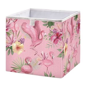 xigua pink flamingo birds storage cube foldable storage bins, closet shelves organizer fabric storage baskets for clothes, toys, books, office supplies (rectangular)