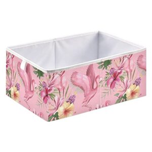 xigua Pink Flamingo Birds Storage Cube Foldable Storage Bins, Closet Shelves Organizer Fabric Storage Baskets for Clothes, Toys, Books, Office Supplies (Rectangular)