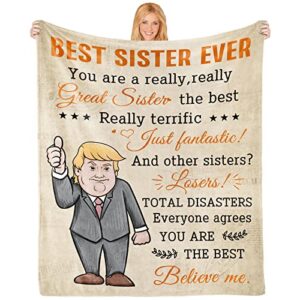 sister birthday gifts from sister, best sisters ever gifts from sister flannel blanket for birthday gifts for women sisters from sisters mothers day valentines christmas throw blanket 60"*50"