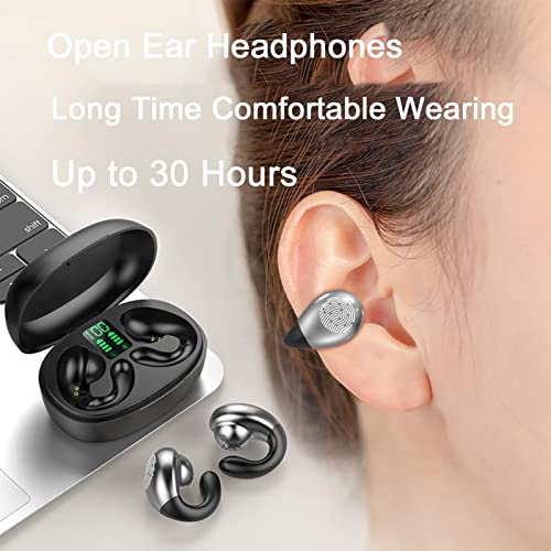 Touch Control Wireless Earbuds with Earhooks Bone Conduction Headphones Waterproof Bluetooth Open Earbuds Earpiece Noise Canceling Headset Sports Bluetooth 5.3 Earphones Headset for Cycling Driving