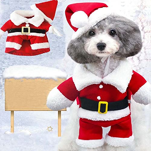 beautydaffy Christmas Pet Clothes Santa Claus Shape Design Comfortable Winter Dog Cat Costumes with Hat