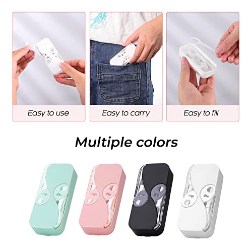 4 Pack Portable Floss Dispenser, Dental Floss Picks Dispenser Dental Floss Portable Case with 12 Pcs Dental Floss, Upgrade Automatic Floss Organizer for Family Hotel Travel (4 pcs)