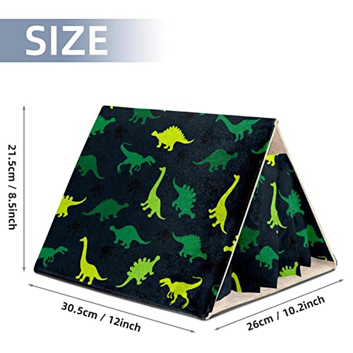 Y-DSIWX Guinea Pig House Bed, Rabbit Large Hideout, Small Animals Nest Hamster Cage Habitats Green Dinosaurs Pattern Black