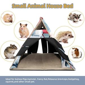 Y-DSIWX Guinea Pig Hideout House Bed, Pink Grey Paint Crane Pattern Rabbit Cave, Squirrel Chinchilla Hamster Hedgehog Nest Cage